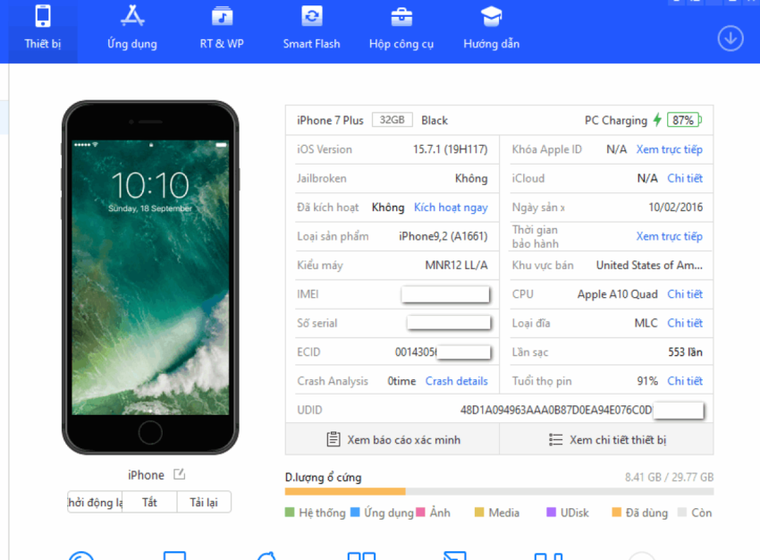 Bypass nghe gọi sim iPhone 7 Plus Hello IOS 15.7.1 - Suaphanmem.com